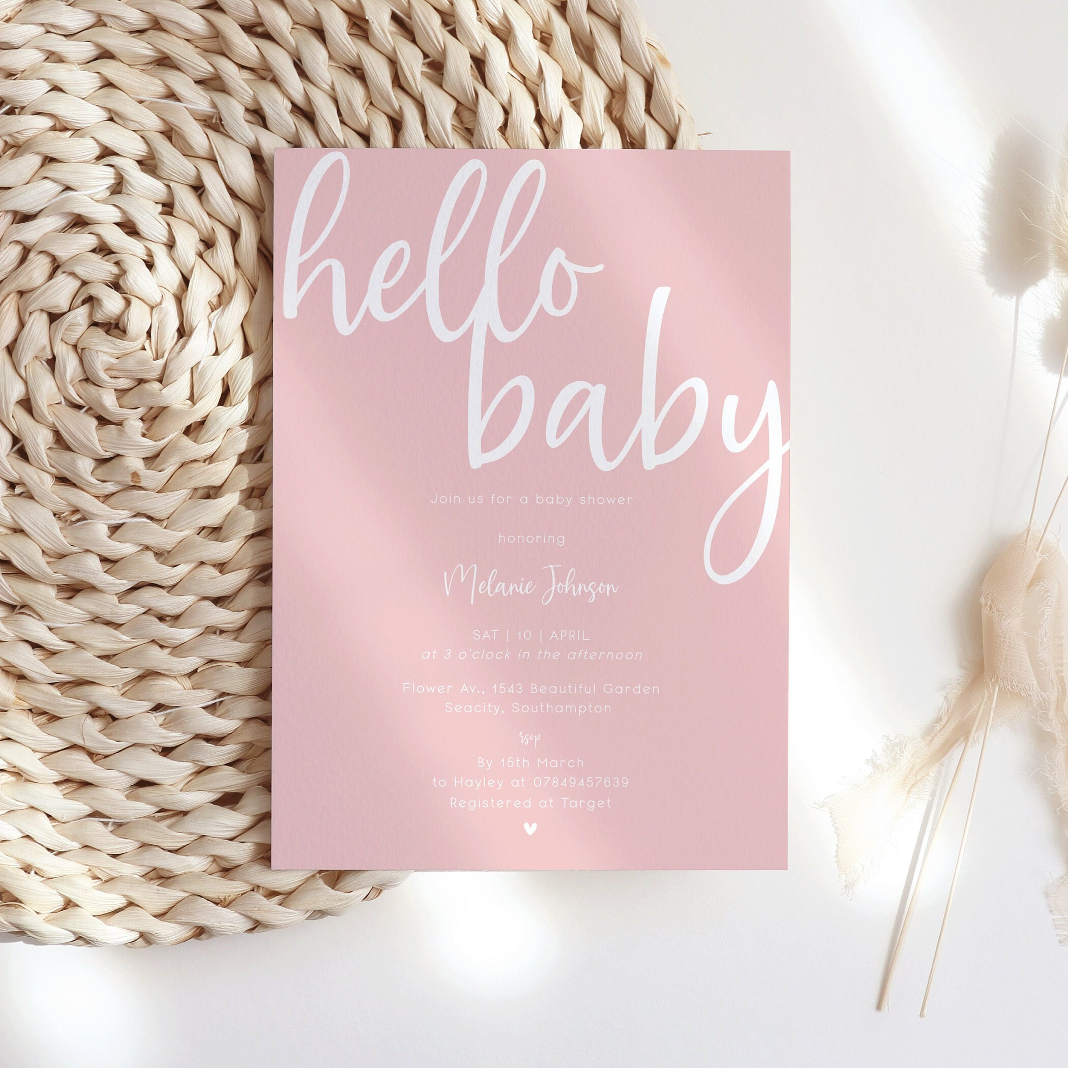 Baby Shower hello Baby Invitation Set Template, Instant Download Books ...