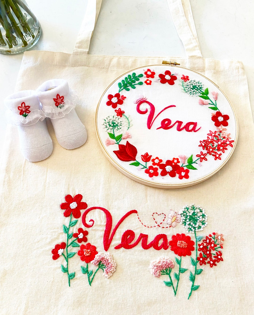 Personalised Baby Name Handmade Embroidery Custom Name Embroidery Hoop ...