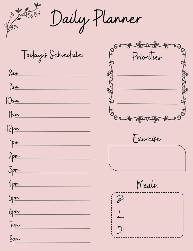 Basic Daily Planner Download - Etsy