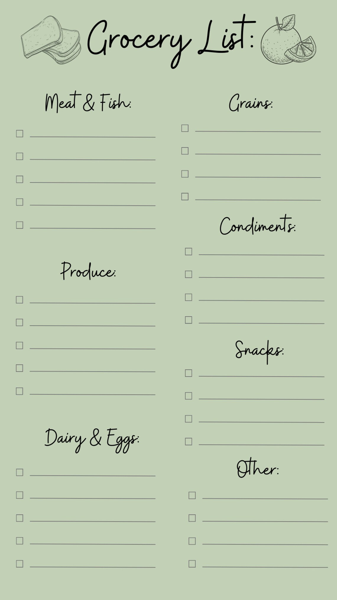 Basic Grocery List - Etsy