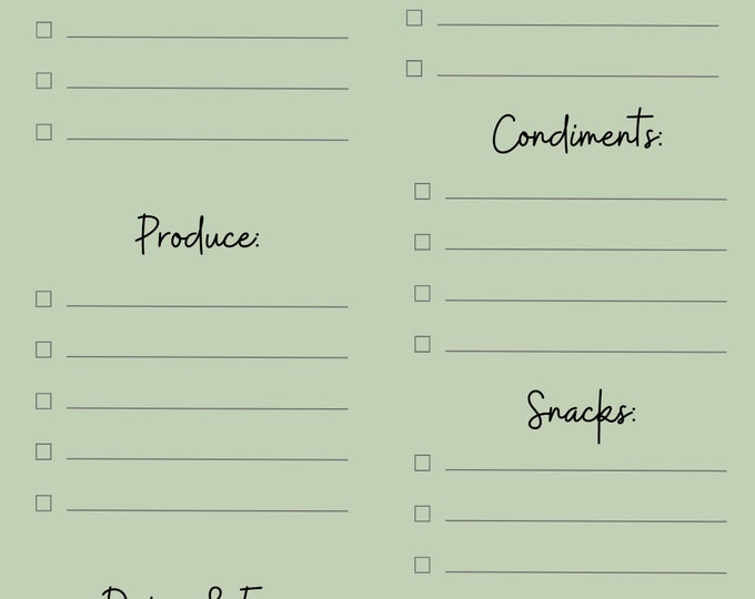 Large-print Basic Grocery List - Etsy Canada