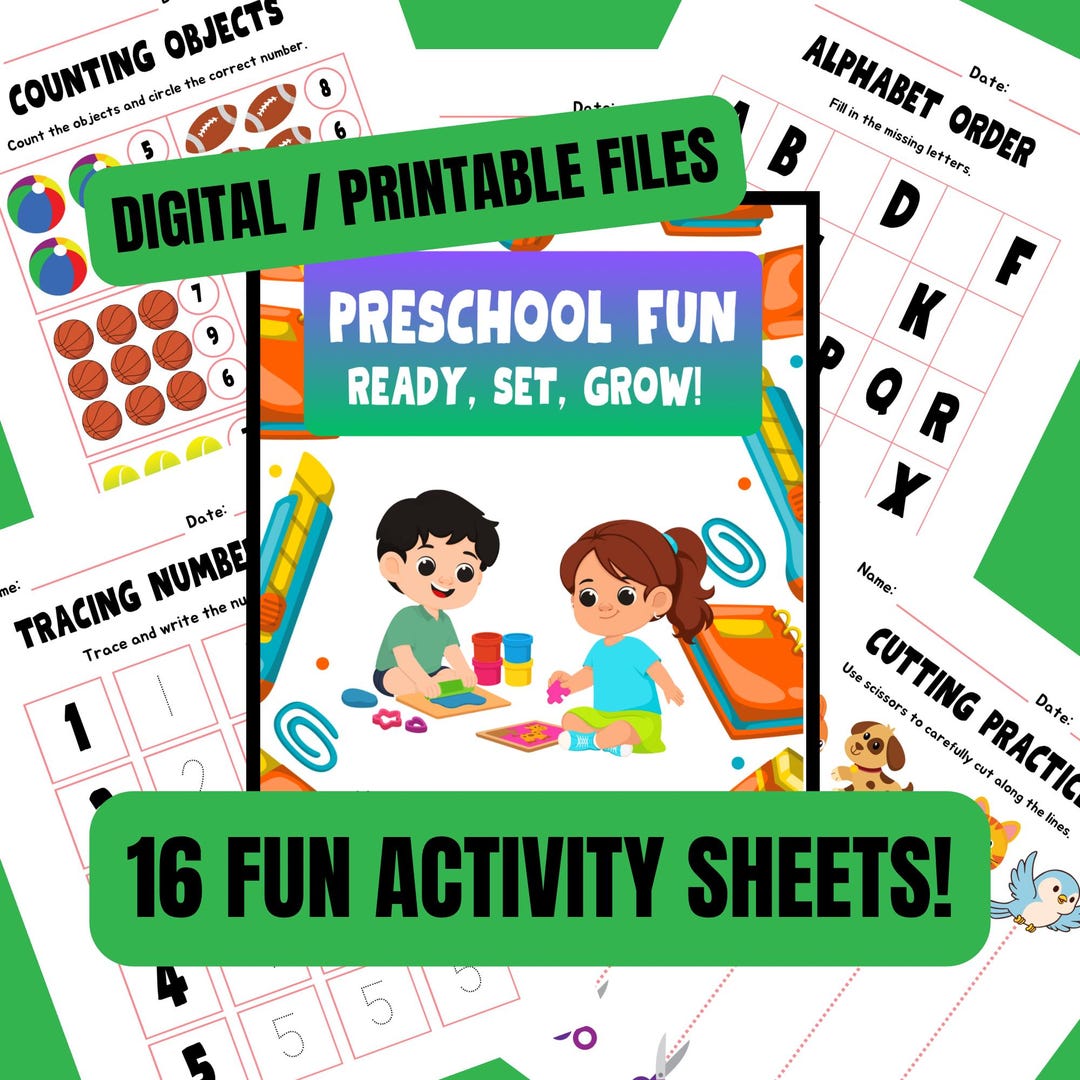 Preschool Fun Learning Worksheets - Etsy