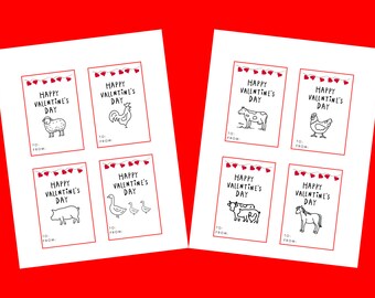 School Valentines Cards - Farm - Etsy