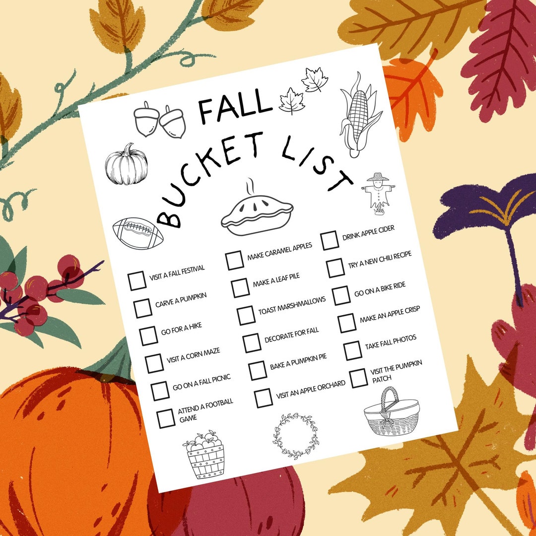 Fall Bucket List Printable Autumn Bucket List Template Fall Bucket List ...