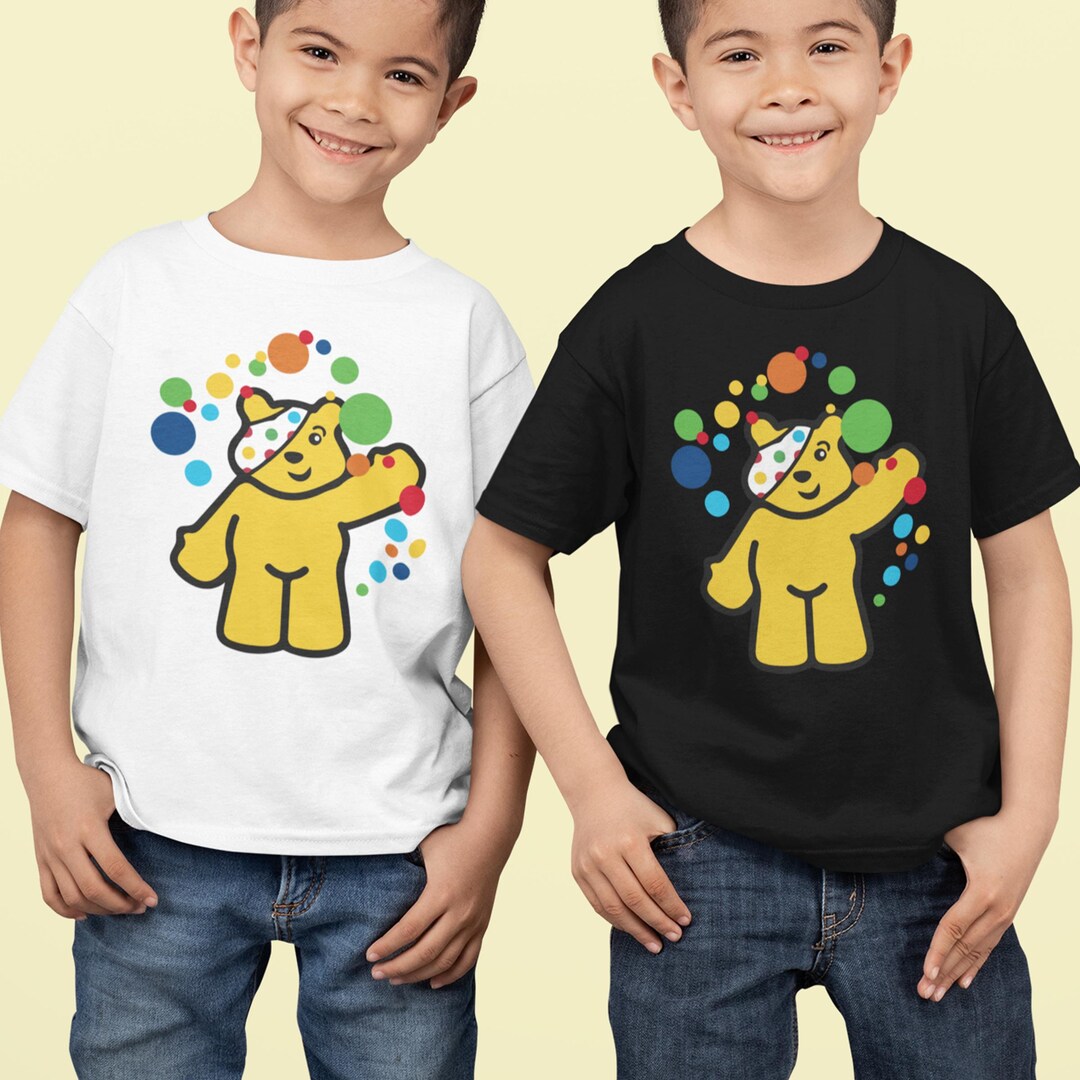 Children in Need Pudsey Bear T-shirt Colourful Dots Juggling Bear With ...