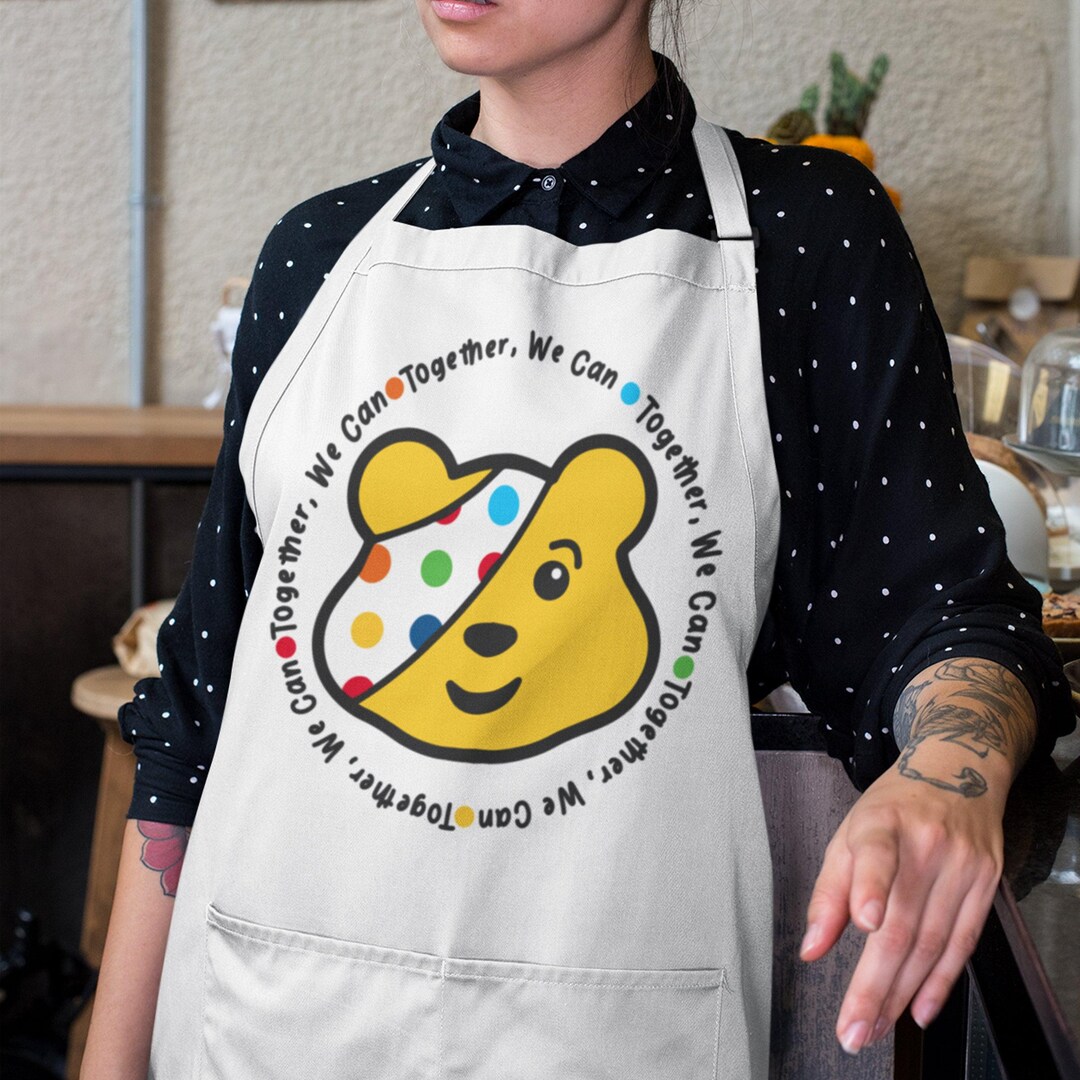 Pudsey Bear Face Apron, Circle Together We Can Cooking Apron, Spotty ...