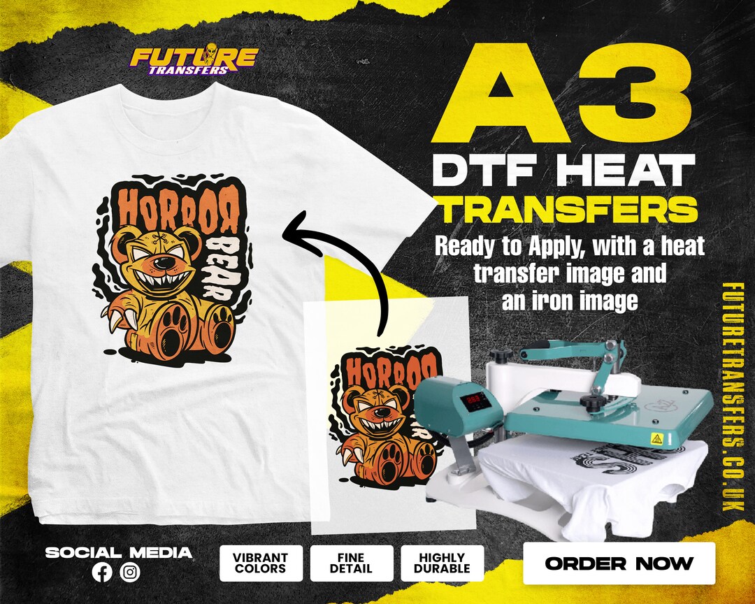 Ready to Apply A3 DTF Heat Transfers, Custom Iron on Transfers, DIY ...