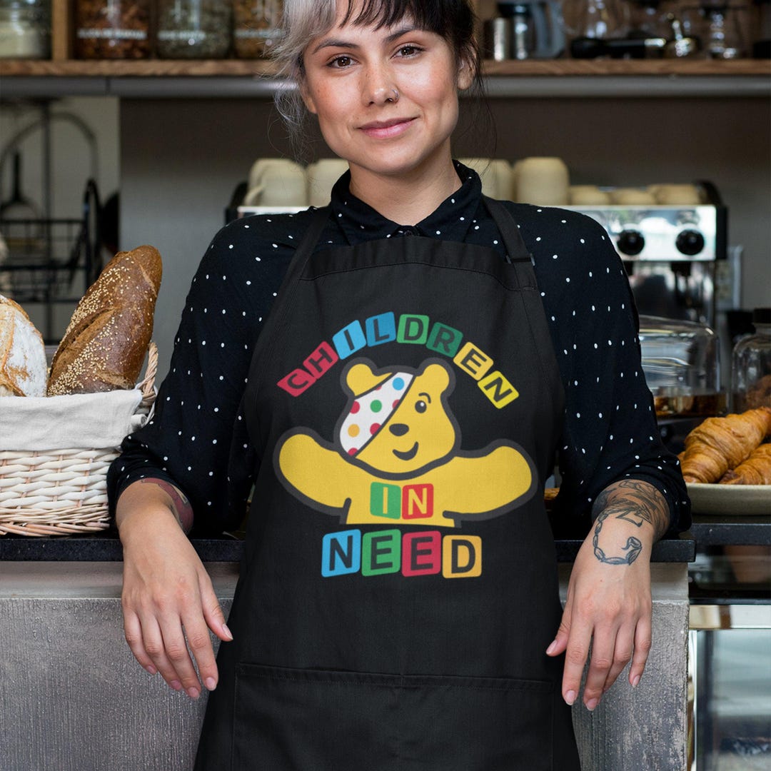Spotty Day Pudsey Bear Apron, Colourful Children in Need Cooking Apron ...