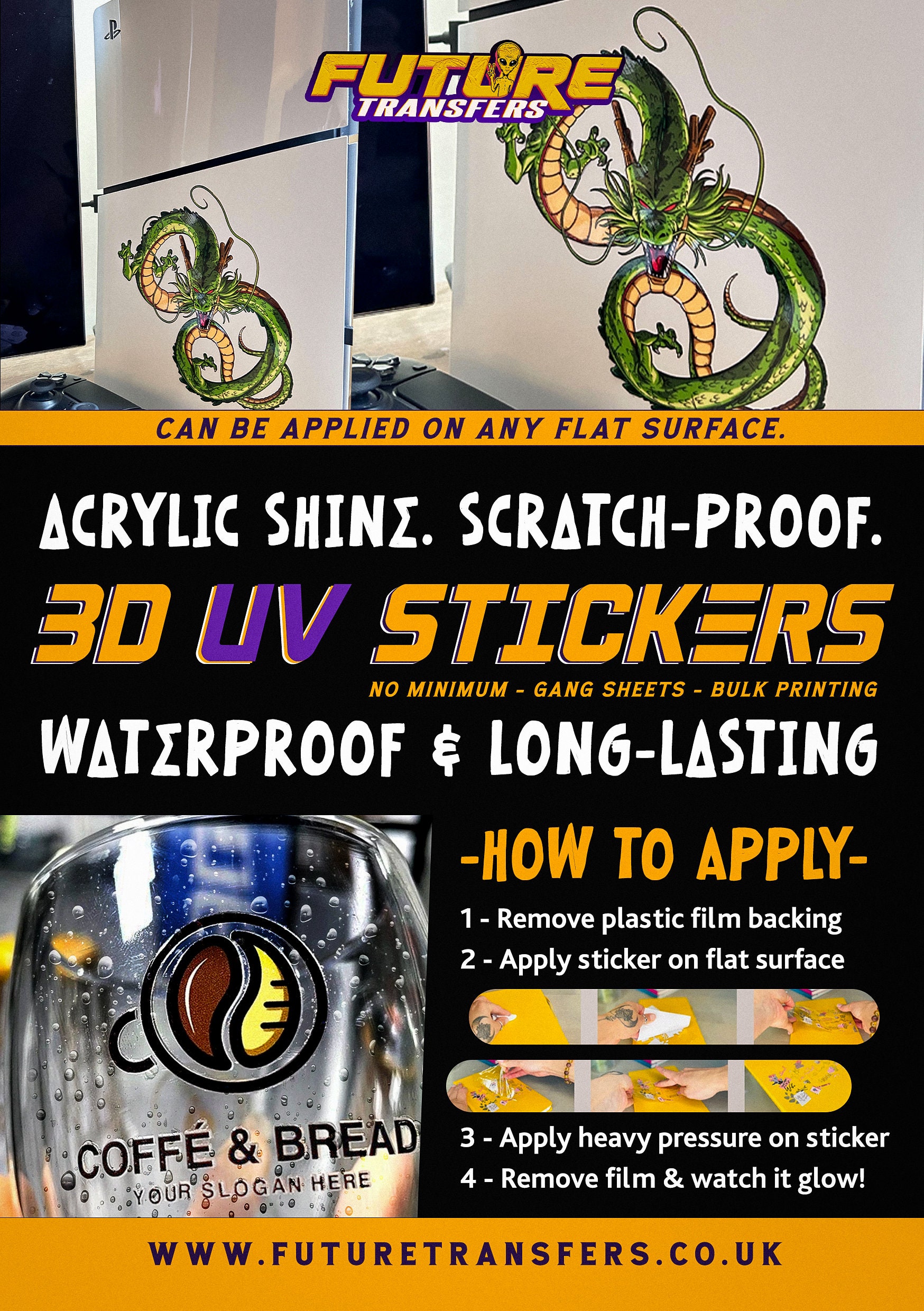 Custom UV 3D Stickers, UV DTF Transfers, Personalised Image Logo ...