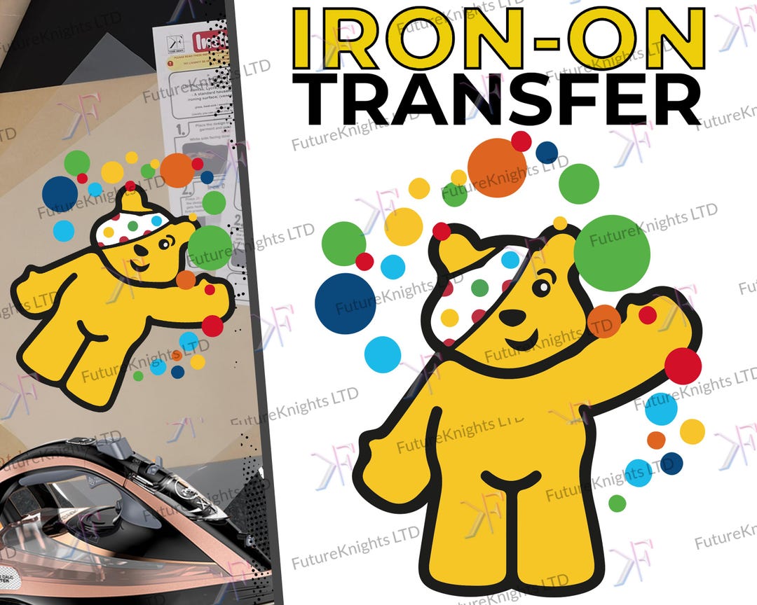 Pudsey Day Iron on Transfer Patch for Tshirt Print, Children in Need ...