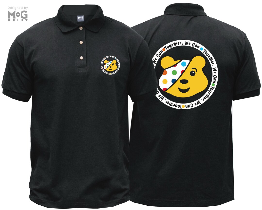 Pudsey Face Print Polo Shirt Children in Need Colourful Top Yellow Bear ...