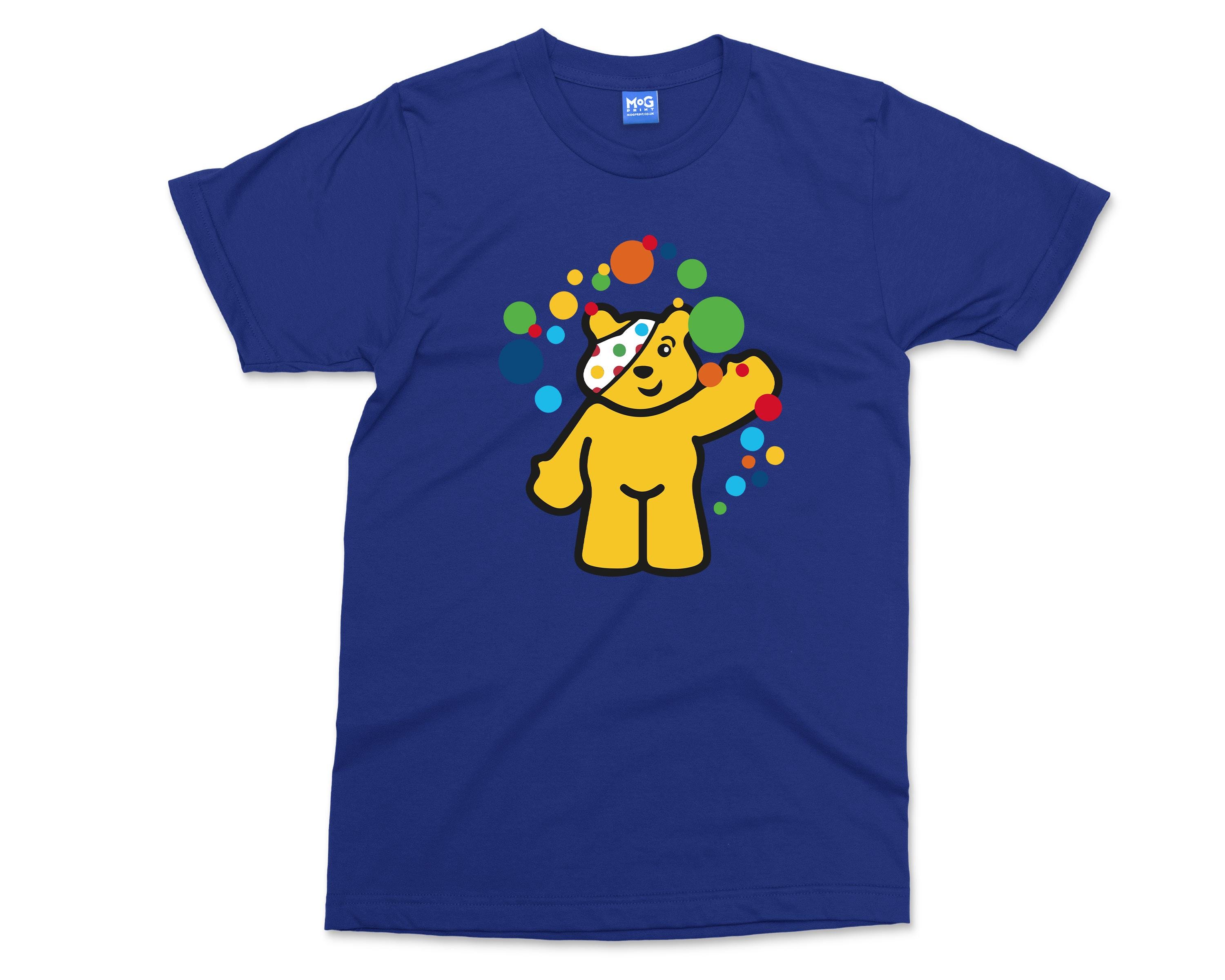 Children in Need Pudsey Bear T-shirt Colourful Dots Juggling Bear With ...