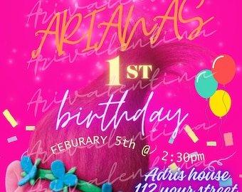 Trolls Invitation, Poppy Invitation, Trolls Birthday Party, Trolls ...