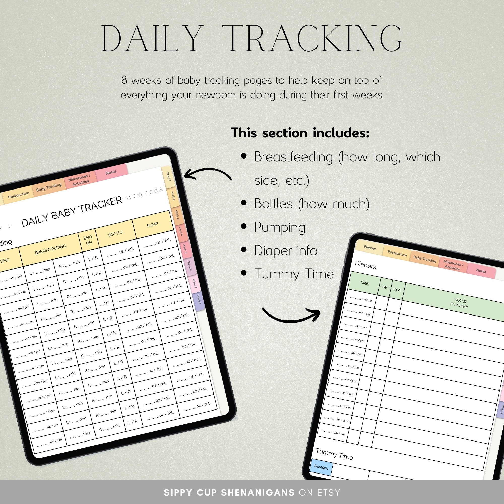Postpartum Digital 2024 Planner | Postpartum Support | Baby Tracker ...