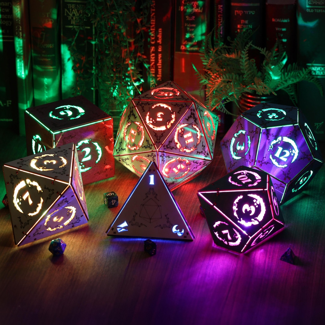 Dragon Dnd Dice Lamp: D20 D12 D10 D8 D6 D4, Gaming Room Decor, Cordless ...
