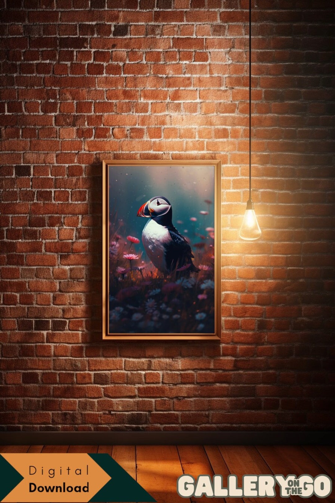 Atlantic Puffin Poster of a Beautiful Seabird in a Flowery Meadow ...