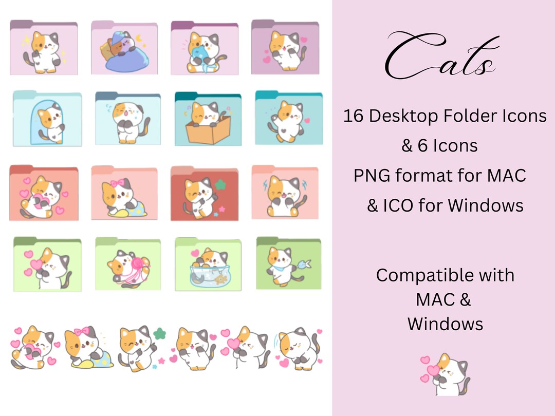 Kitty Cat Folder Icons Kitty Cat Icons Desktop Wallpaper - Etsy