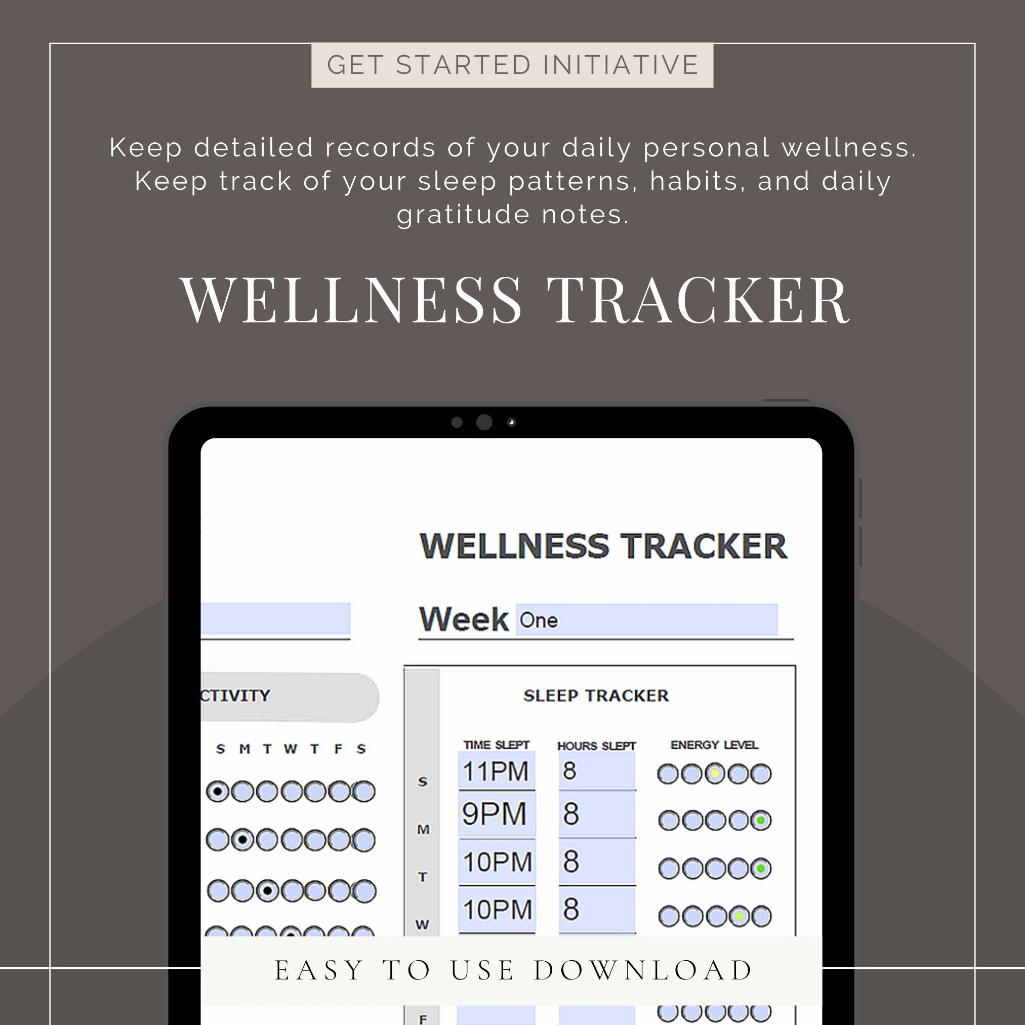 Health and Wellness Tracker Monitor Mental Health Log Physical Activity ...