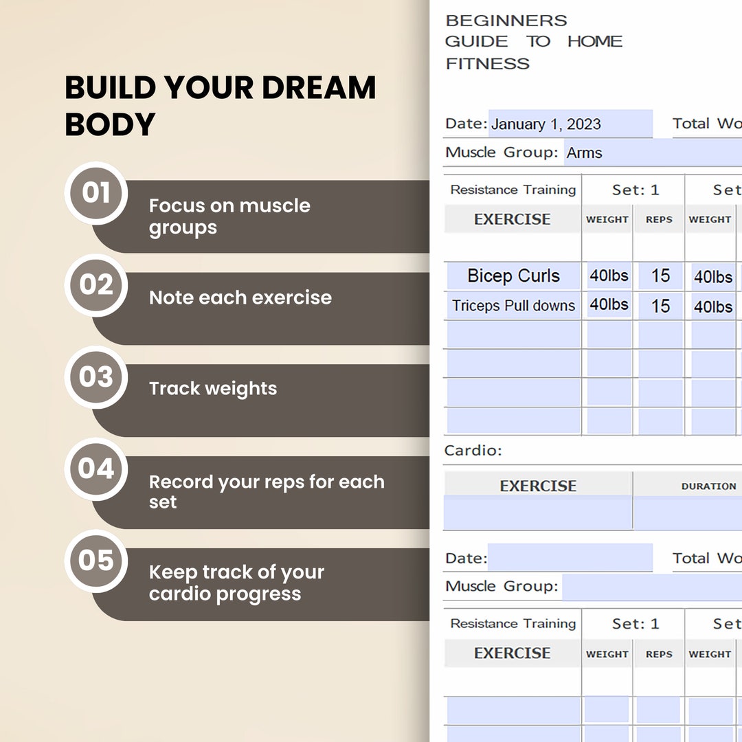 Daily Exercise Planning Gym Training Log Home Printable Workout ...