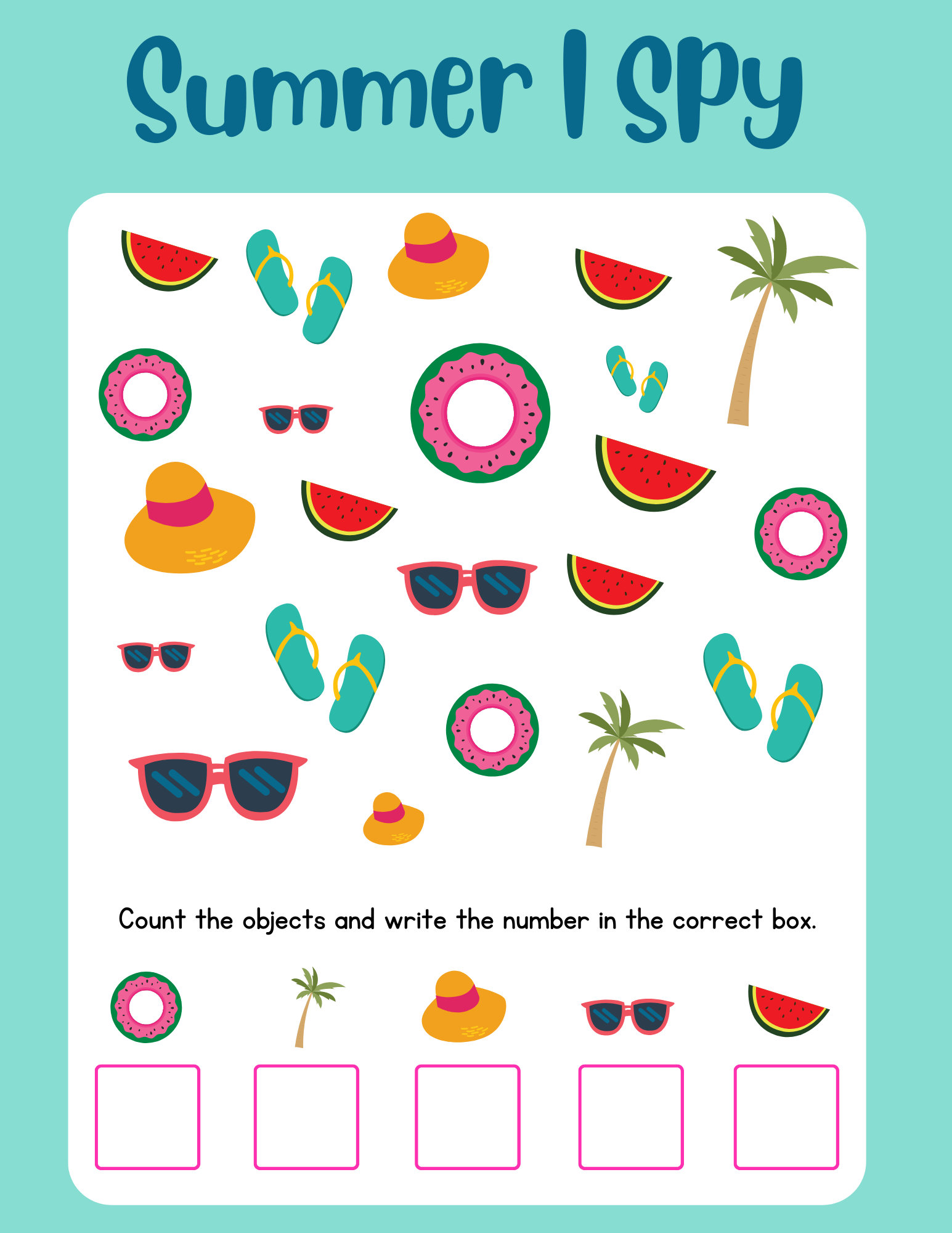 Green Colorful Summer I Spy Worksheet - Etsy