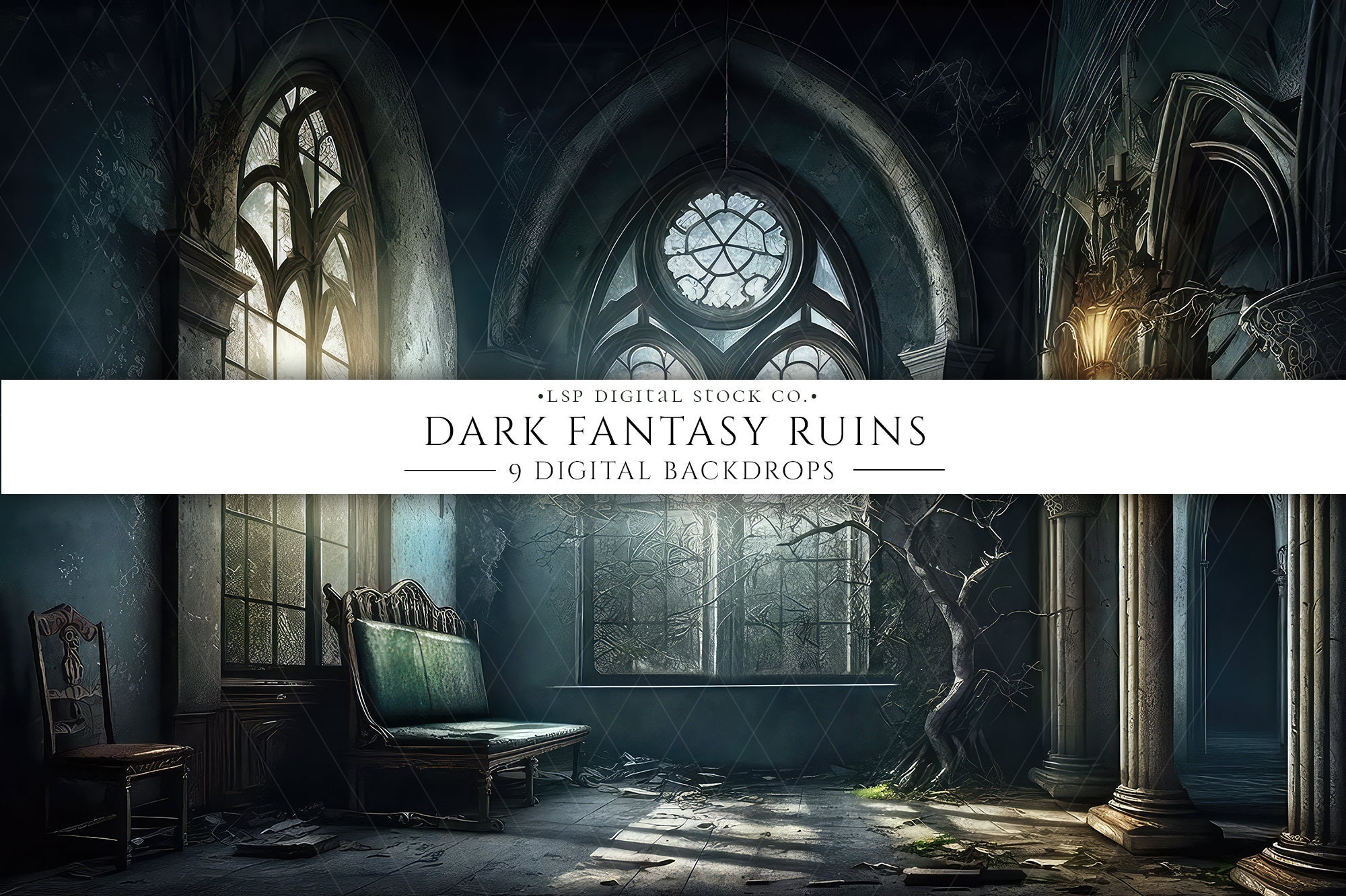 9 Dark Fantasy Ruins Digital Backdrops Fantasy Overlays - Etsy