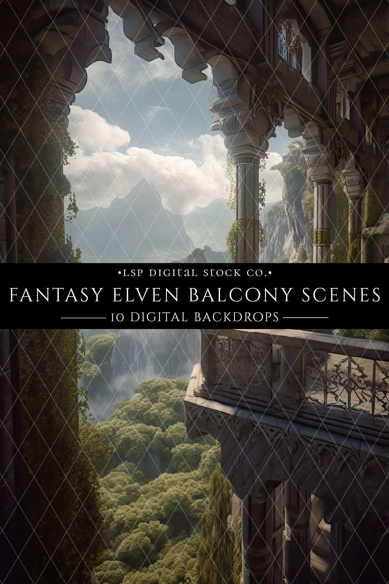 10 Fantasy Elven Balcony Scenes Digital Backdrops & Photography ...
