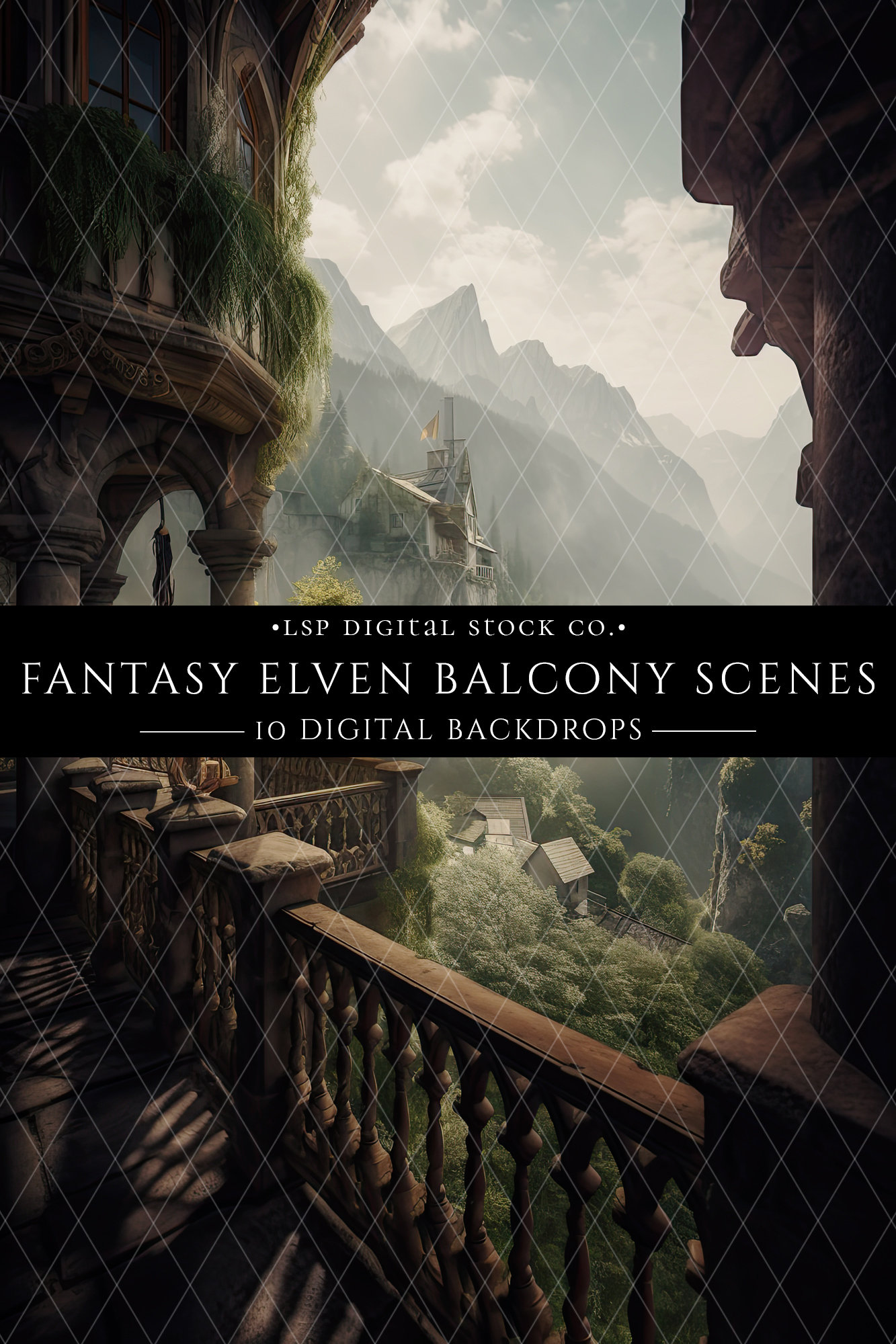 10 Fantasy Elven Balcony Scenes Digital Backdrops & Photography ...