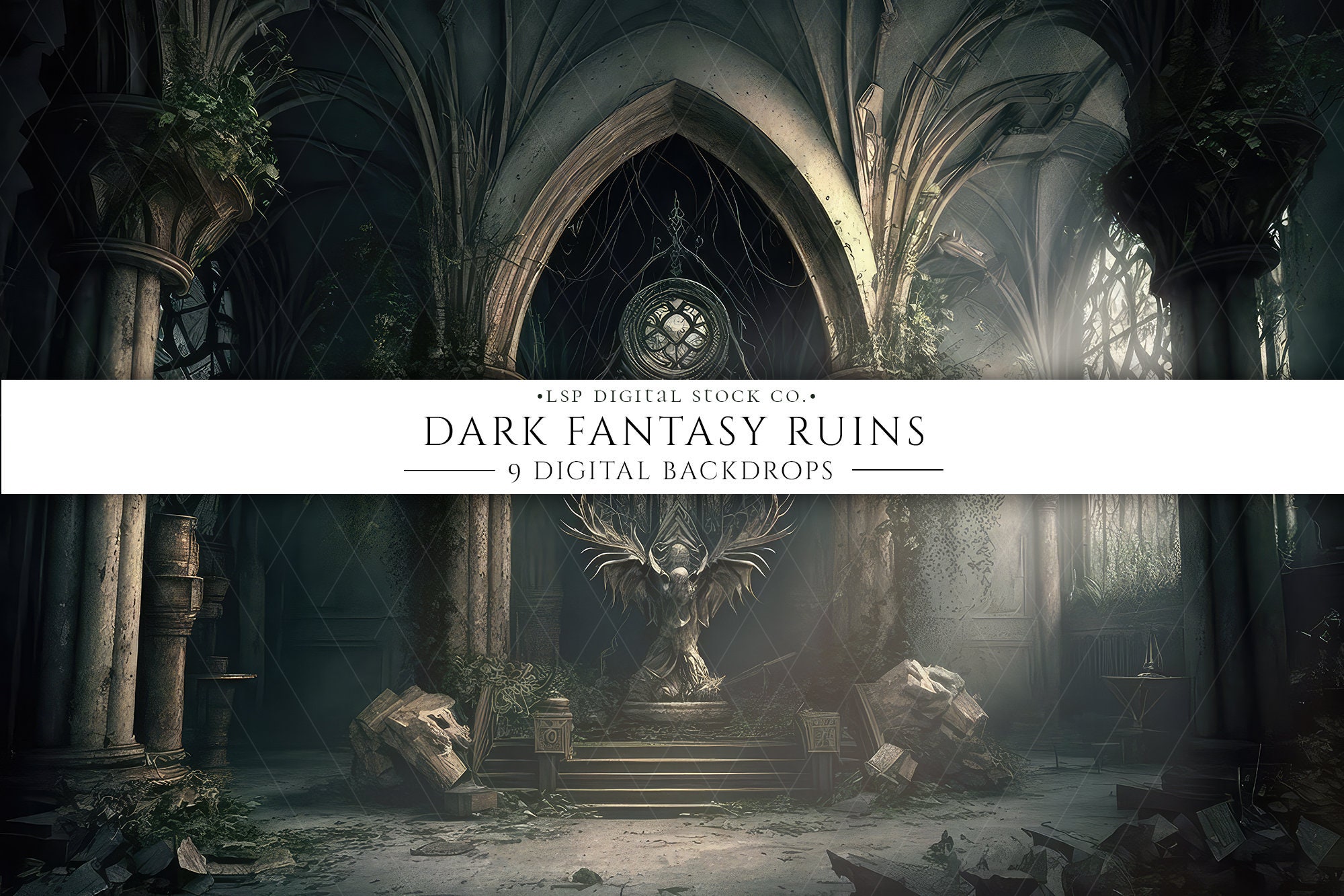 9 Dark Fantasy Ruins Digital Backdrops Fantasy Overlays - Etsy