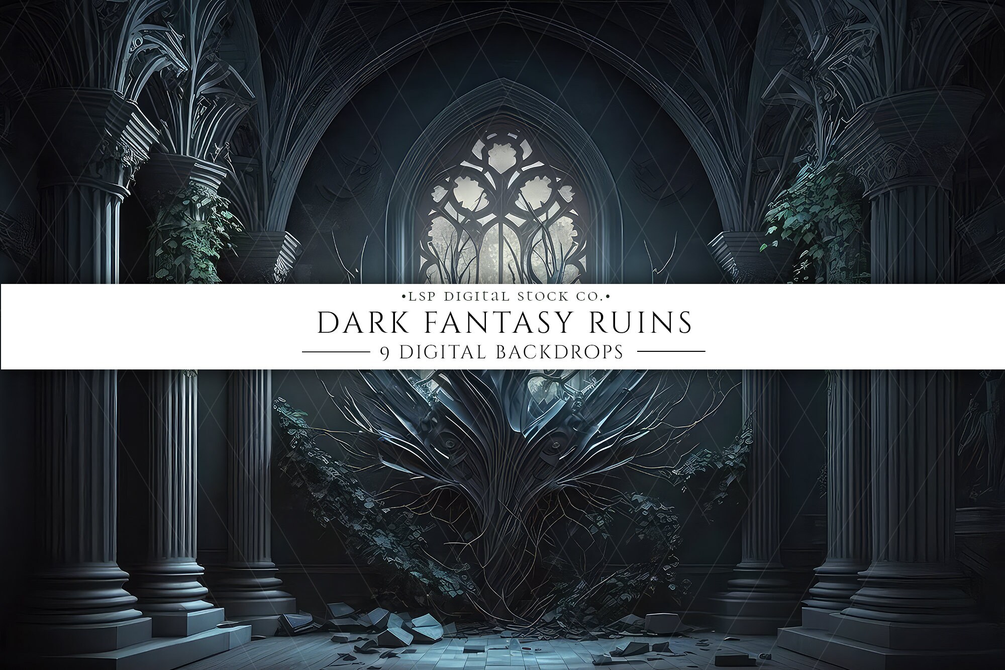 9 Dark Fantasy Ruins Digital Backdrops Fantasy Overlays Backgrounds ...