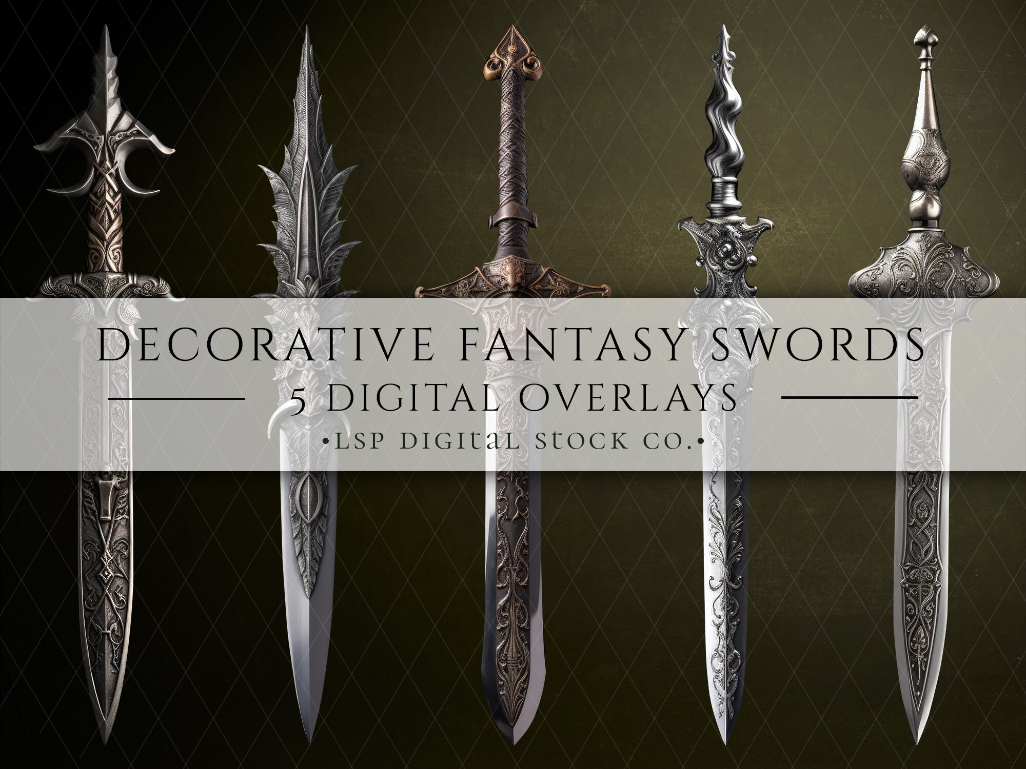 5 Decorative Fantasy Swords Photoshop Overlays - Etsy
