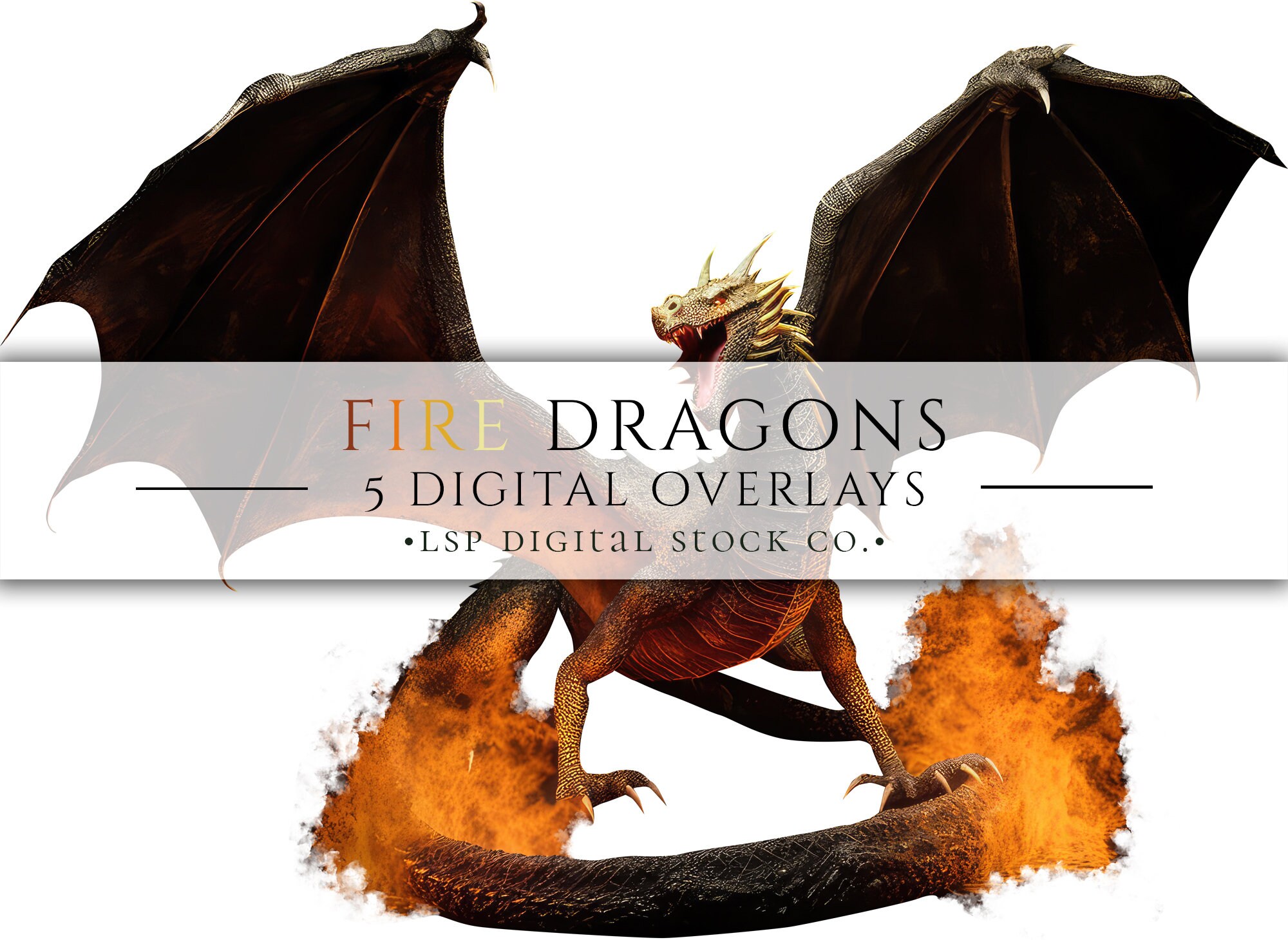 Fire Dragons 5 Digital Overlays Fantasy Overlays Magical - Etsy