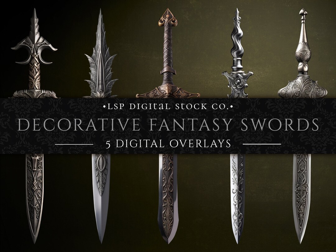 5 Decorative Fantasy Swords Photoshop Overlays - Etsy