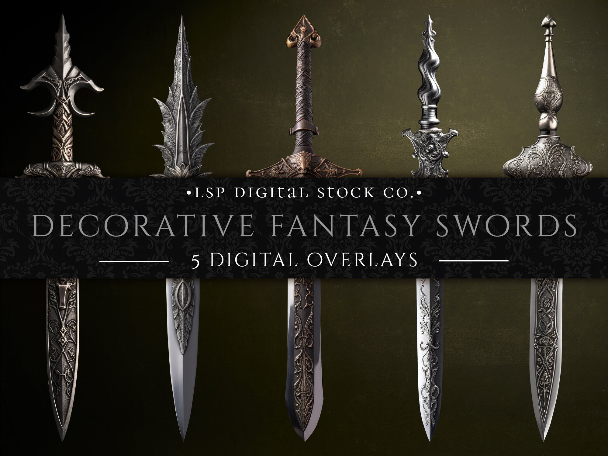 5 Decorative Fantasy Swords Photoshop Overlays - Etsy