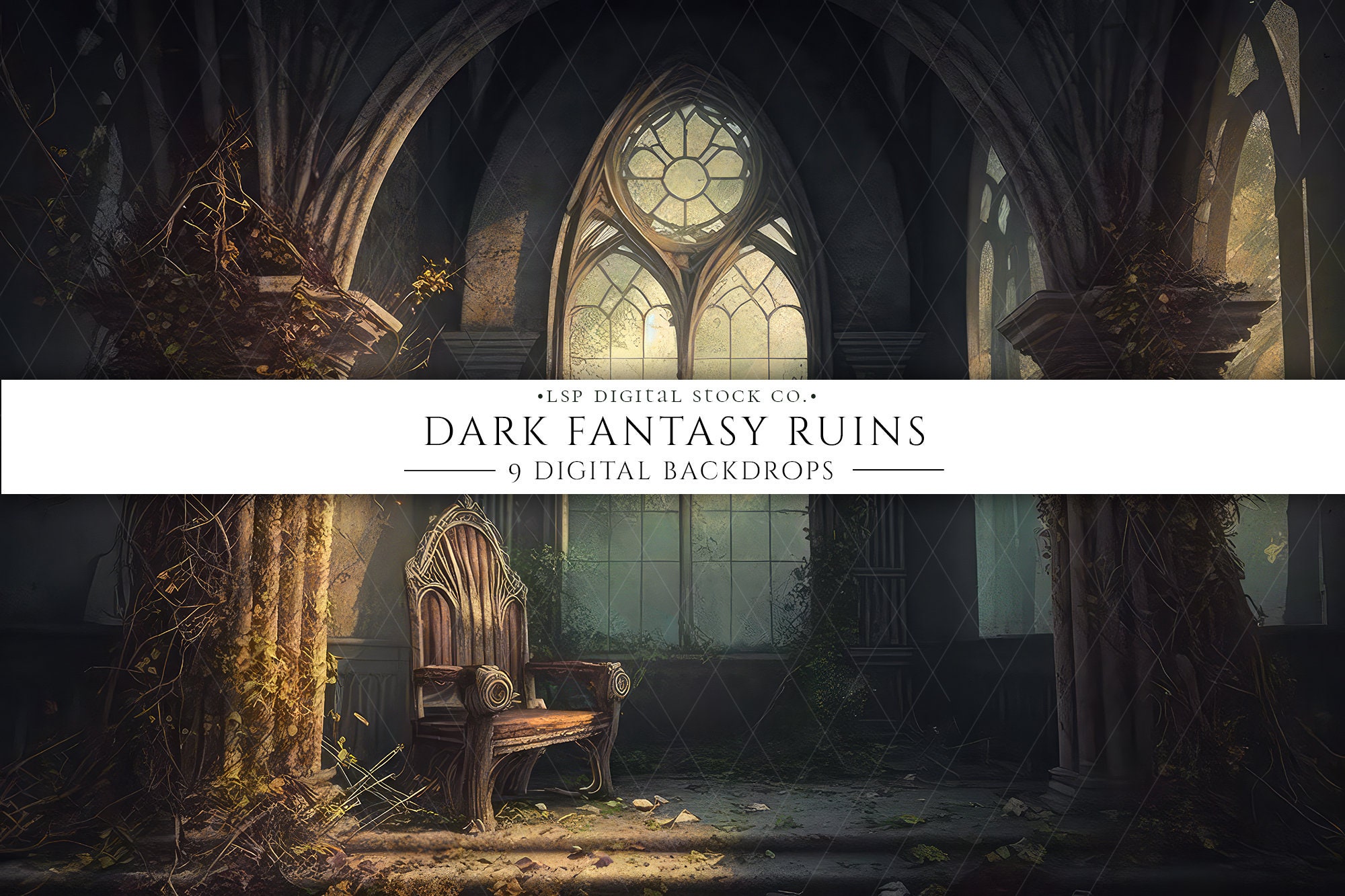 9 Dark Fantasy Ruins Digital Backdrops Fantasy Overlays Backgrounds ...