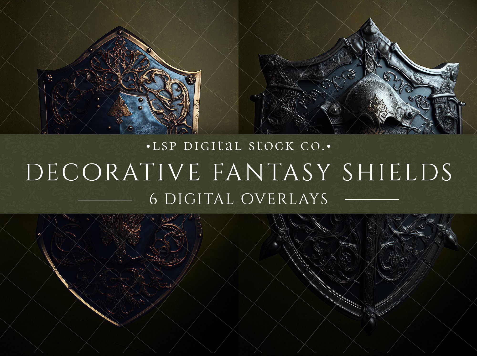 Decorative Fantasy Shield Overlays, 6 Armor PNG, Digital Downloads ...