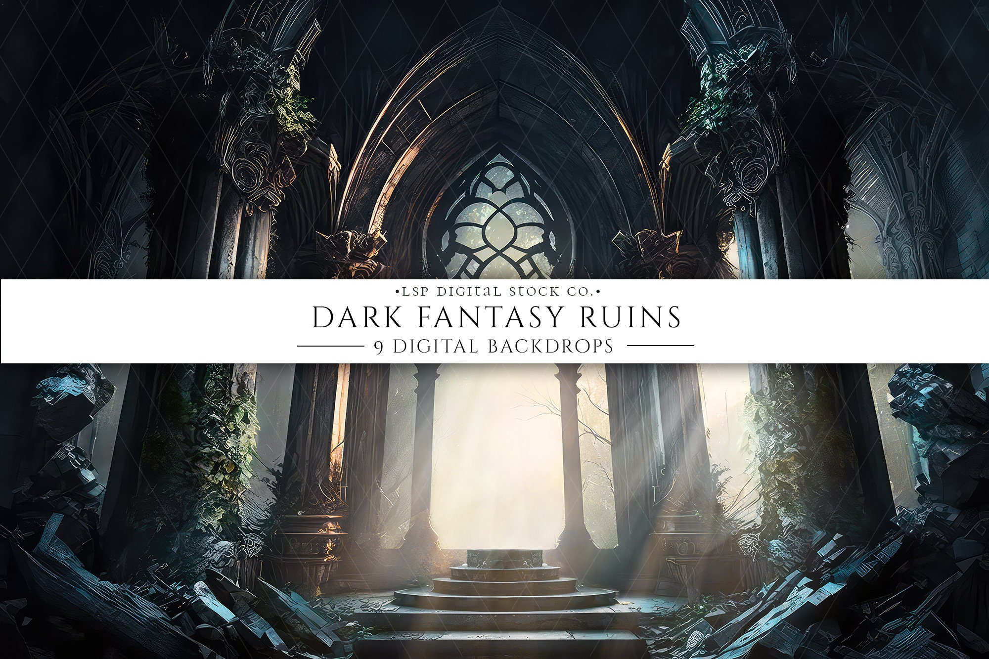 9 Dark Fantasy Ruins Digital Backdrops Fantasy Overlays Backgrounds ...