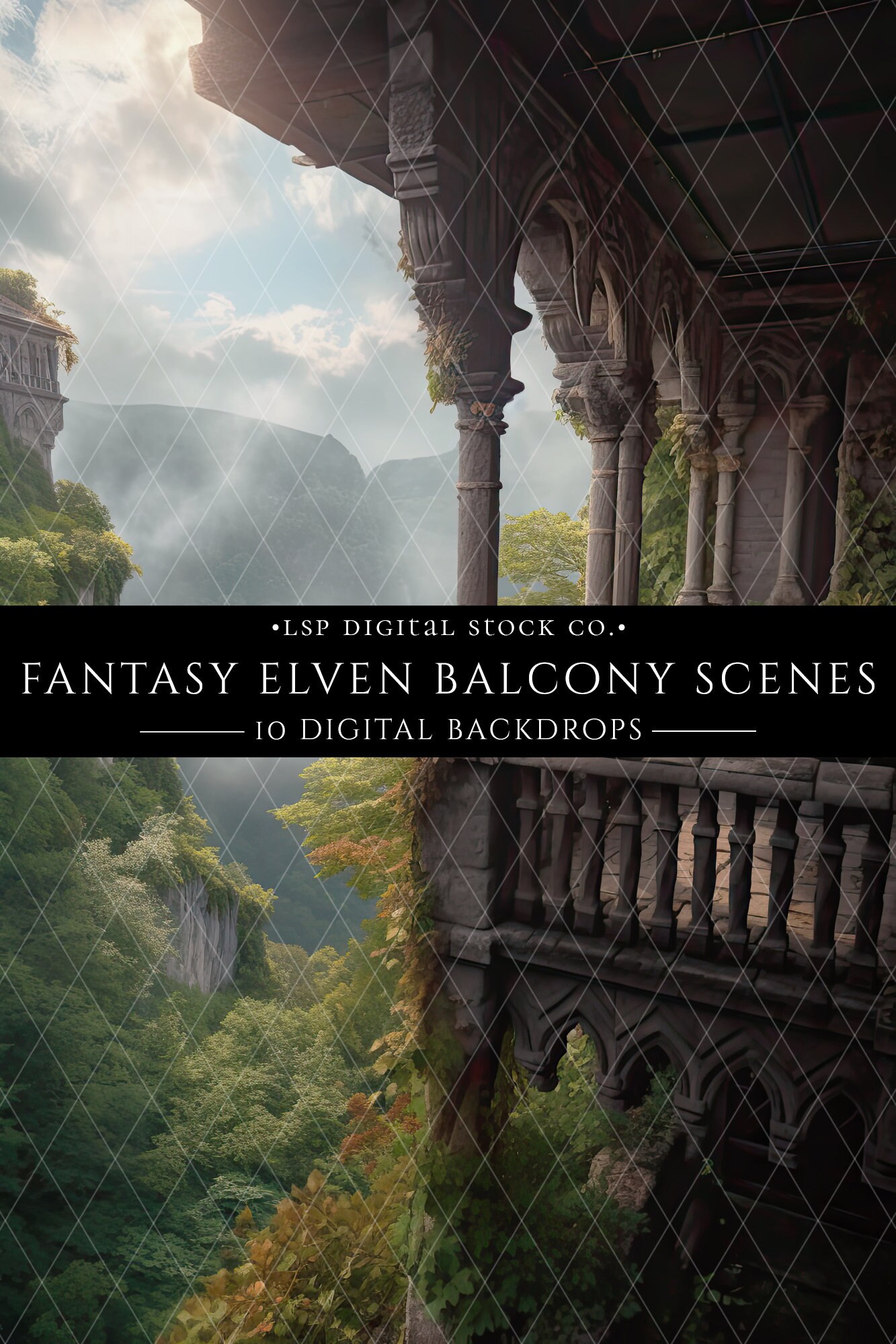 10 Fantasy Elven Balcony Scenes Digital Backdrops & Photography ...
