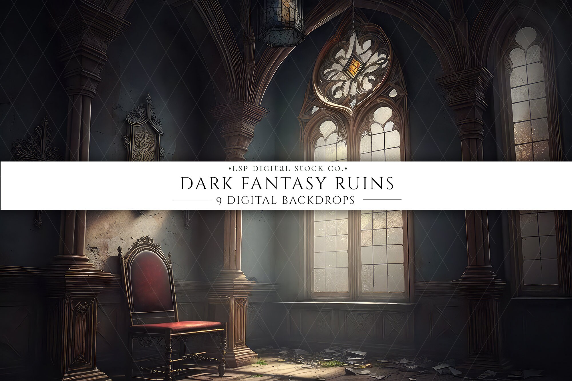 9 Dark Fantasy Ruins Digital Backdrops Fantasy Overlays Backgrounds ...