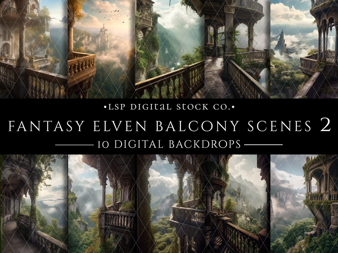 10 Fantasy Elven Balcony Scenes Digital Backdrops & Photography ...