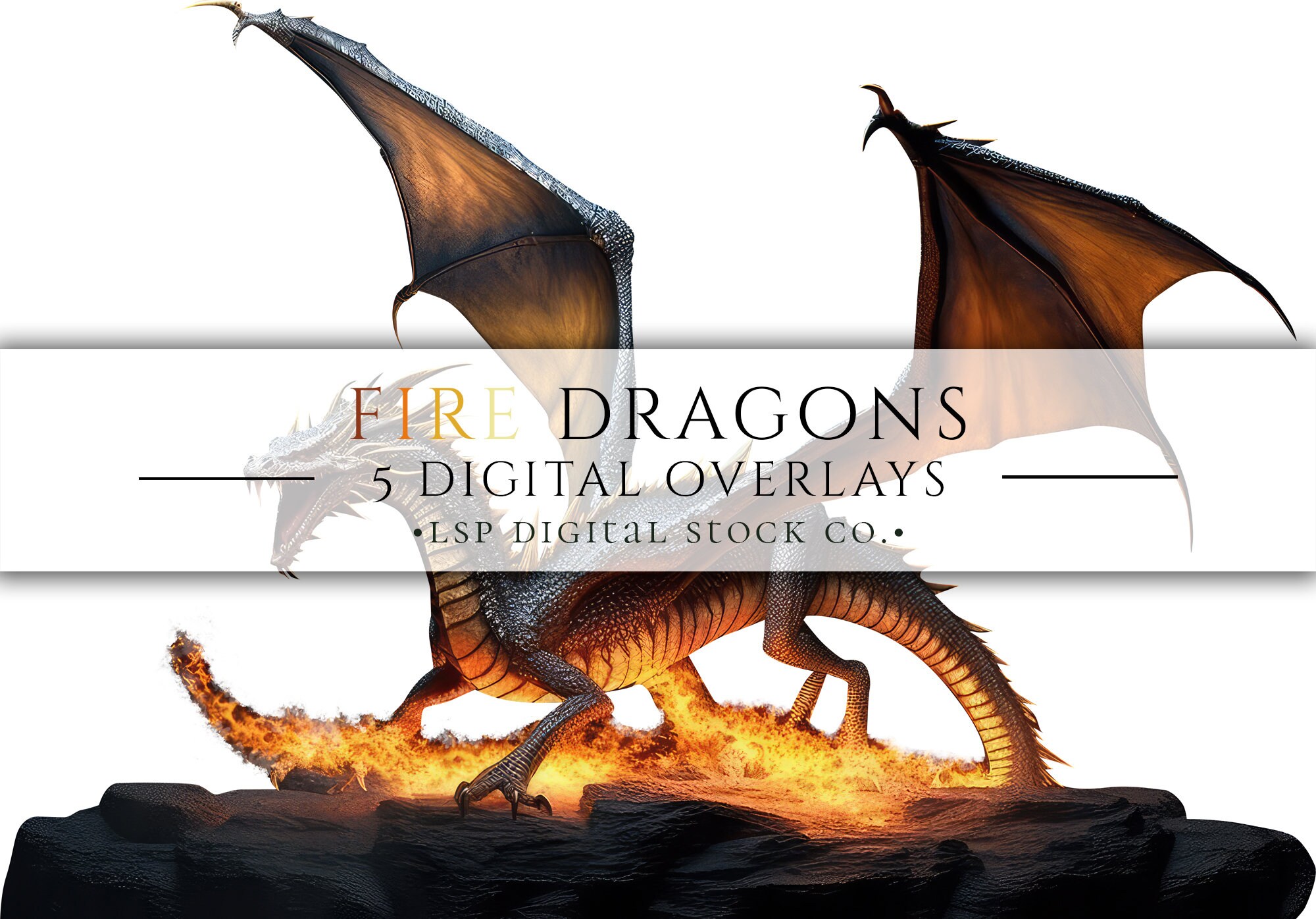 Fire Dragons 5 Digital Overlays Fantasy Overlays Magical - Etsy