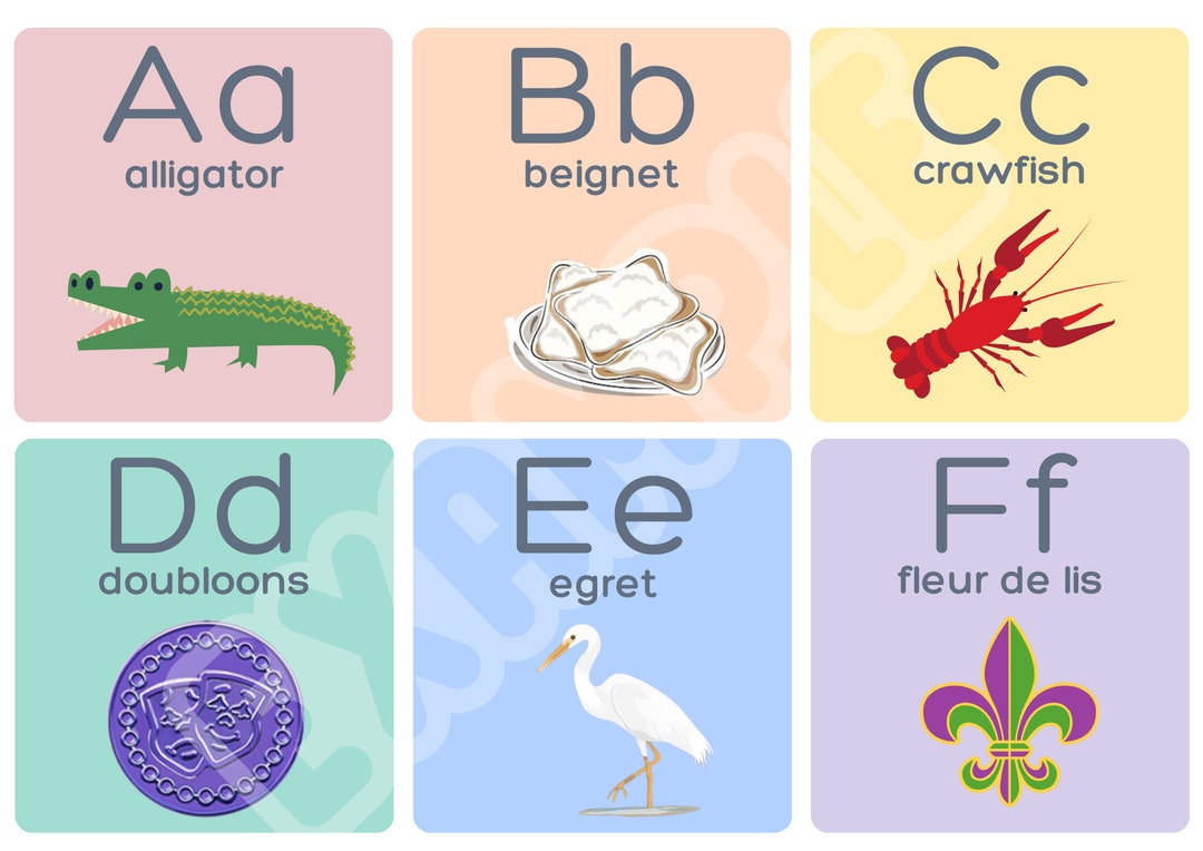 Louisiana Alphabet Flashcards - Etsy