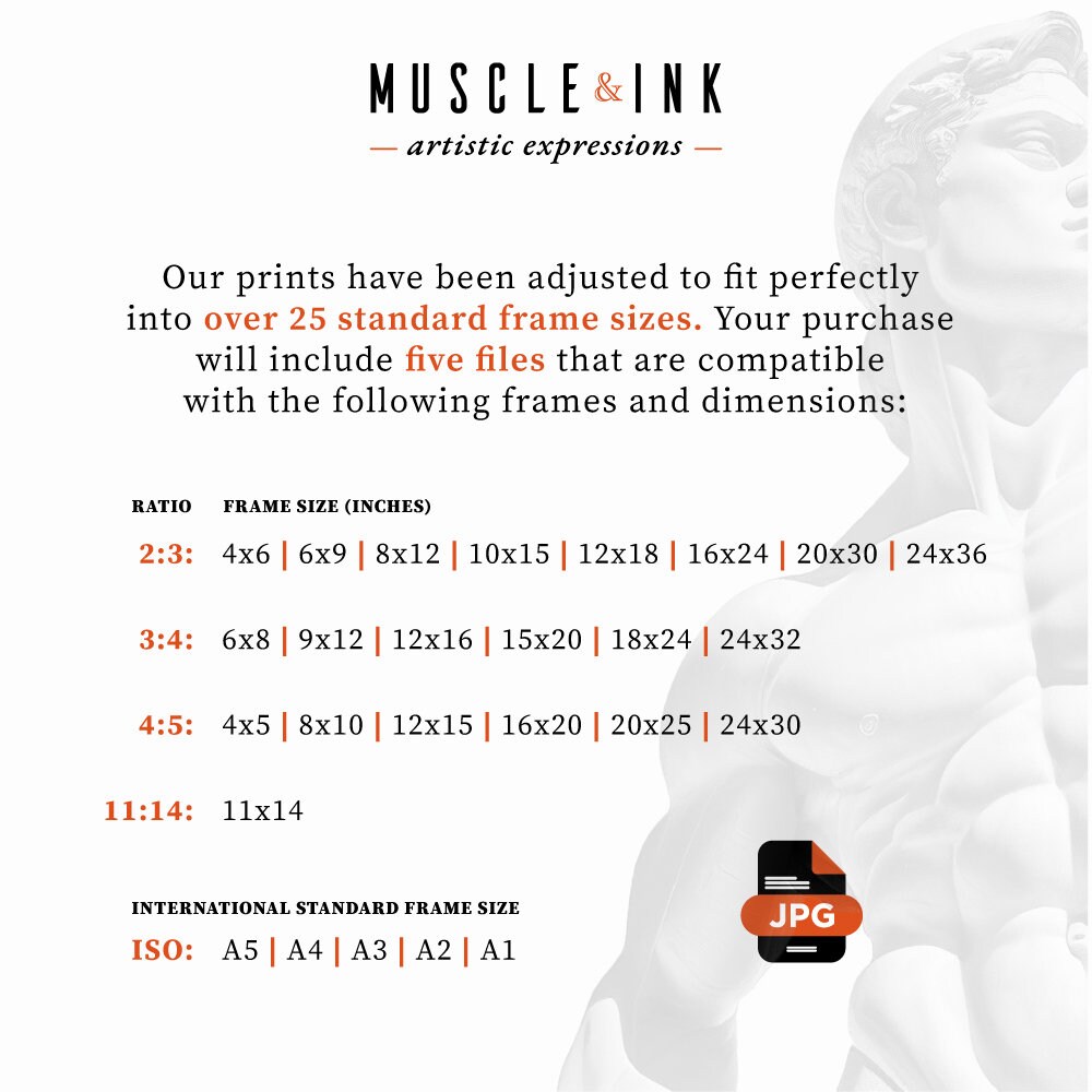 Male Backside Form 1 Muscle & Ink Printable Art Digital Download C23 ...