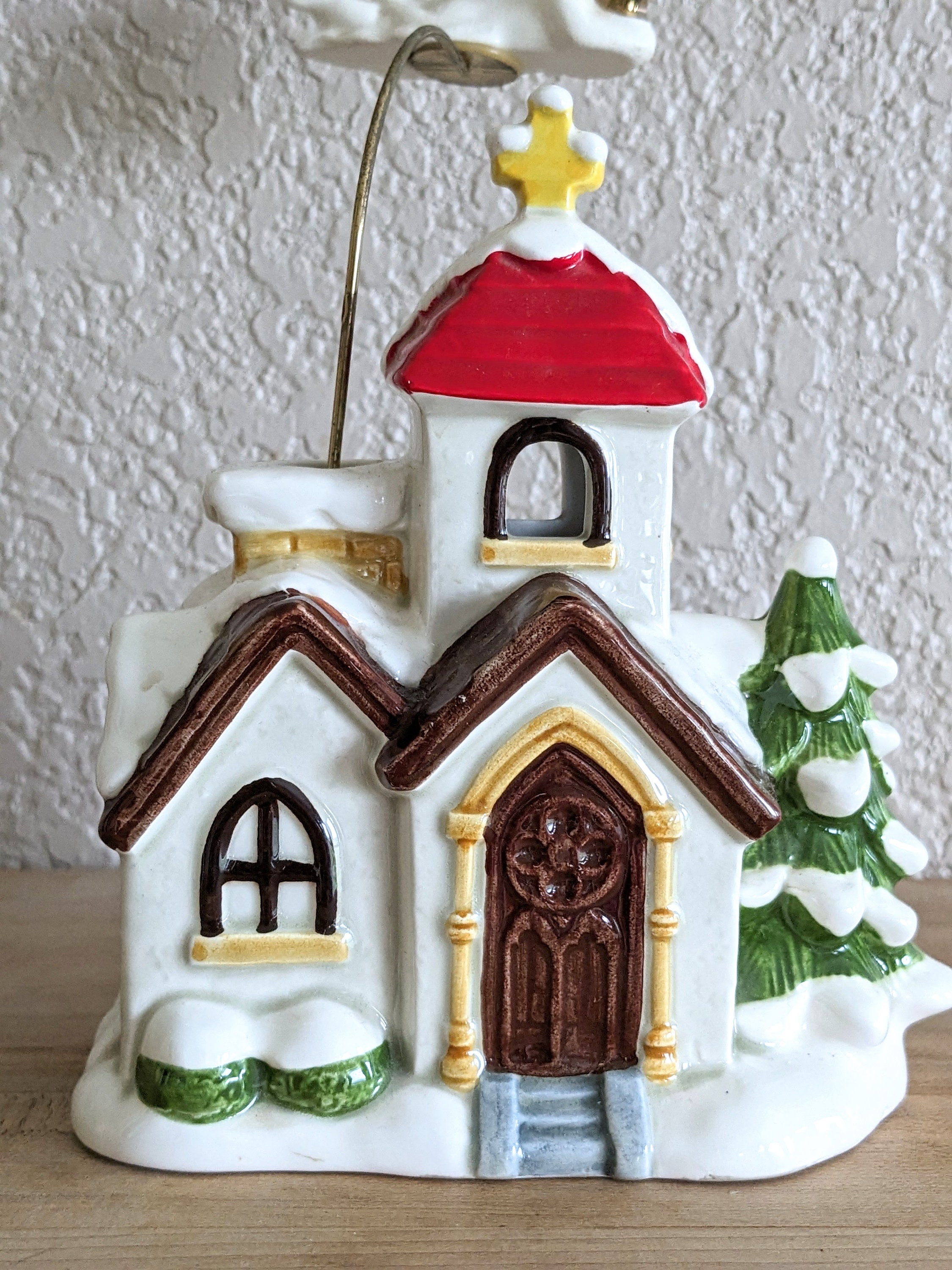 Vintage Ceramic Christmas Church Music Box With Flying Angel Joy to the ...