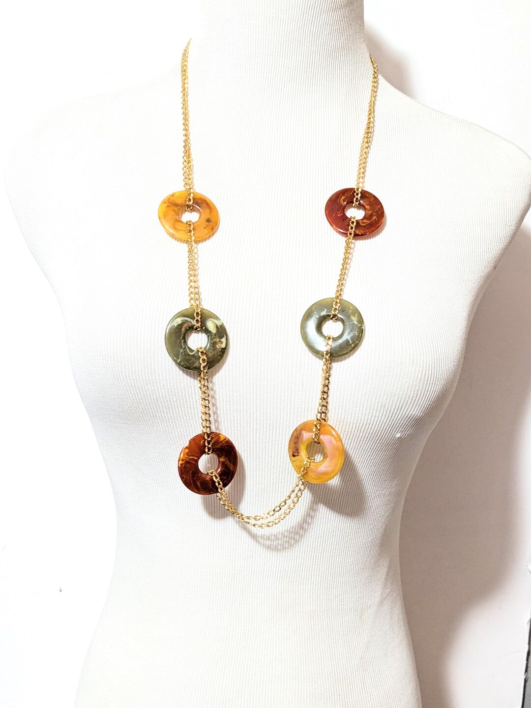 Vintage Avon Color Disc Necklace: 90s Earth Tone Marbleized Plastic - Etsy