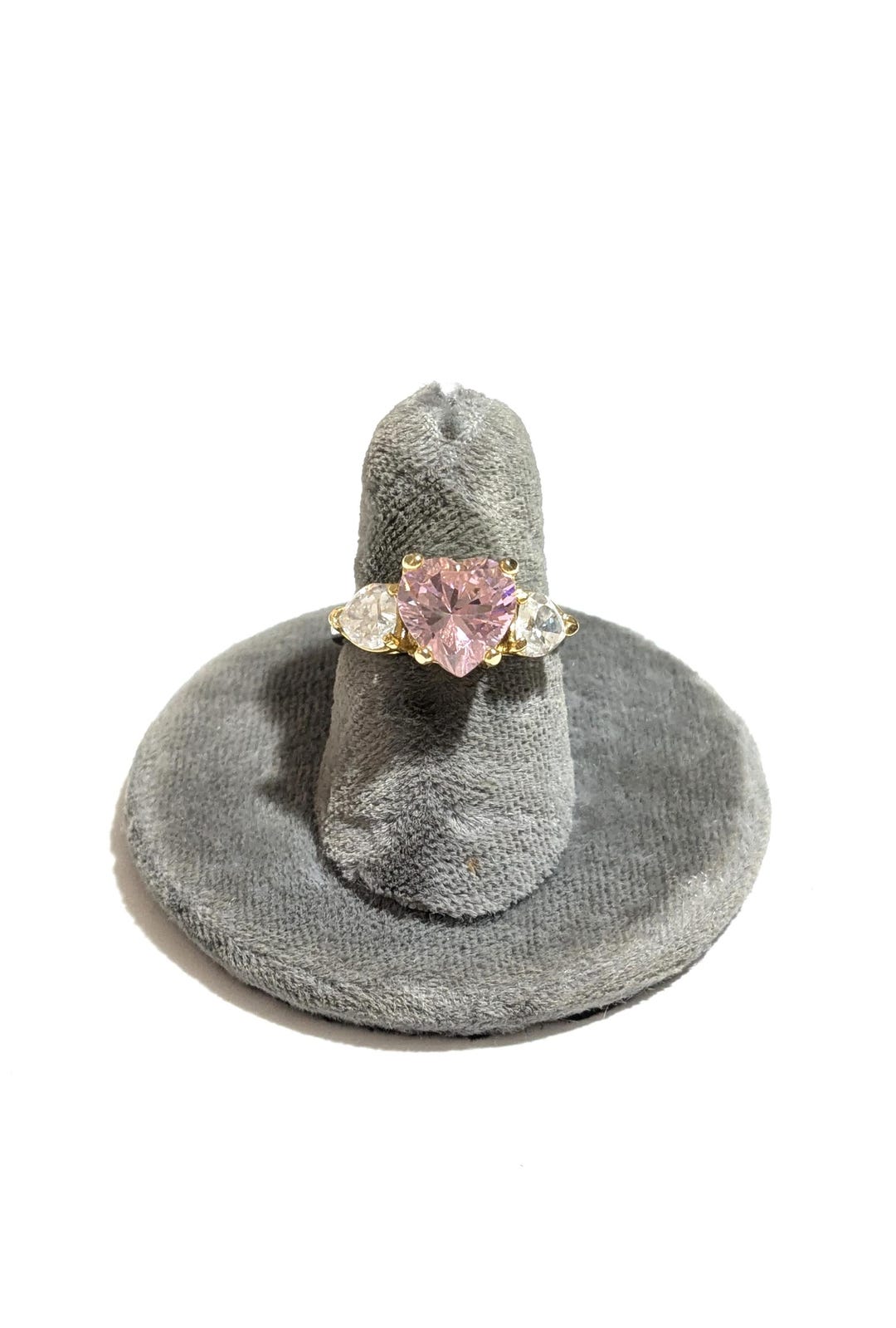 Vintage Pink Cz Heart Stone Ring Sterling Silver With Gold Overlay - Etsy