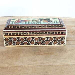Persian Khatam Wood Trinket Jewelry Box Hand Made Inlaid With Hunting ...