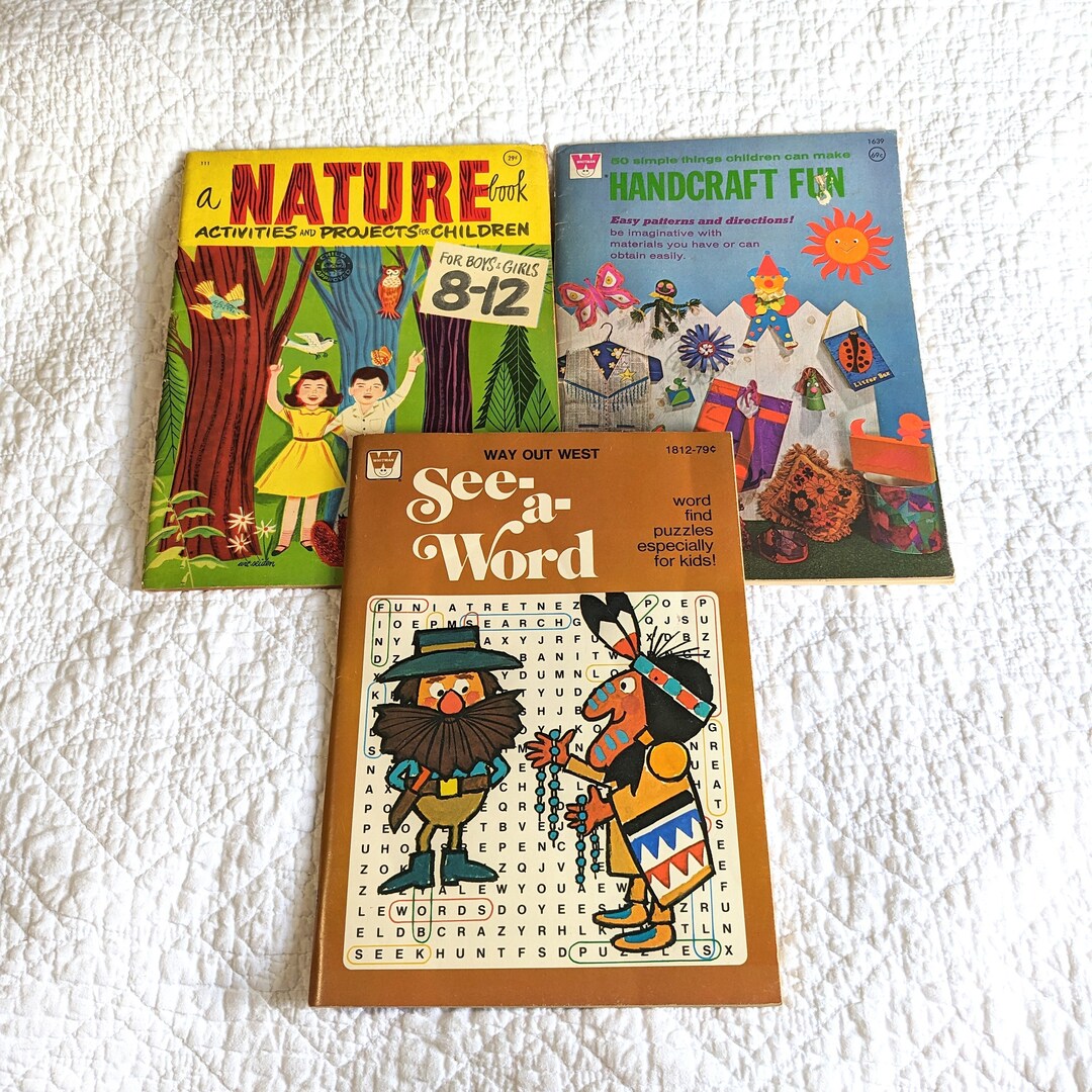 Vintage 60s 70s Children's Activity Books Word Search Crafts and ...