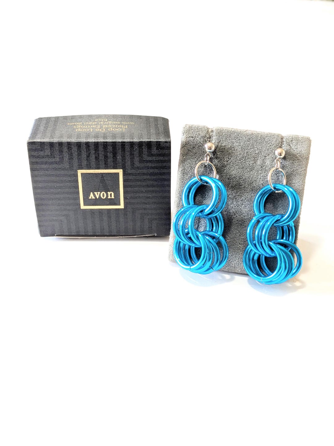 Vintage Avon Earrings: 1993 Loop De Loop Blue Metal Dangle - Etsy