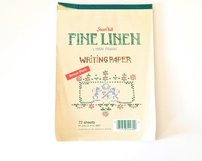 Vintage Fine Linen Writing Paper Notepad 72 Sheets Stuart Hall Linen ...