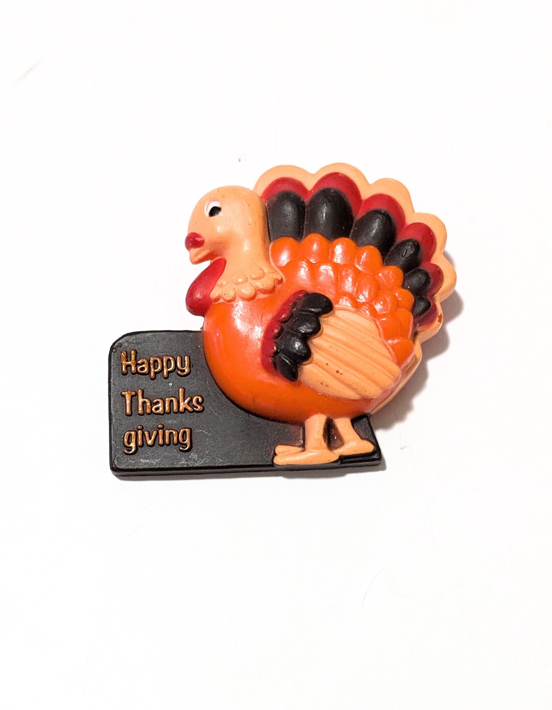 Vintage Happy Thanksgiving Pin Turkey Orange and Brown American ...
